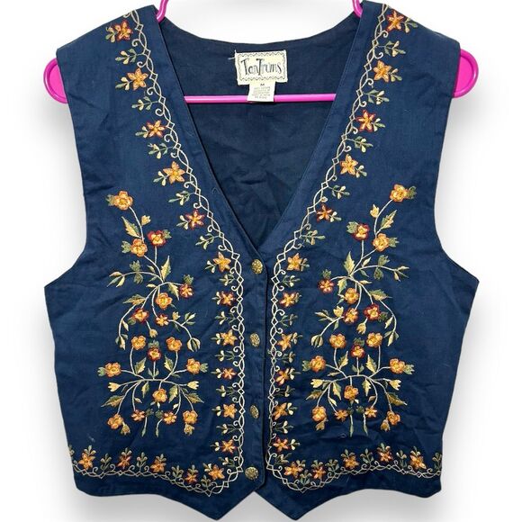 Tantrums | Jackets & Coats | Tantrums Womens M Blue Embroidered Tieback ...